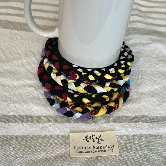 Panic in Polkadots | Dining | Set Of Four Braided Coasters | Poshmark